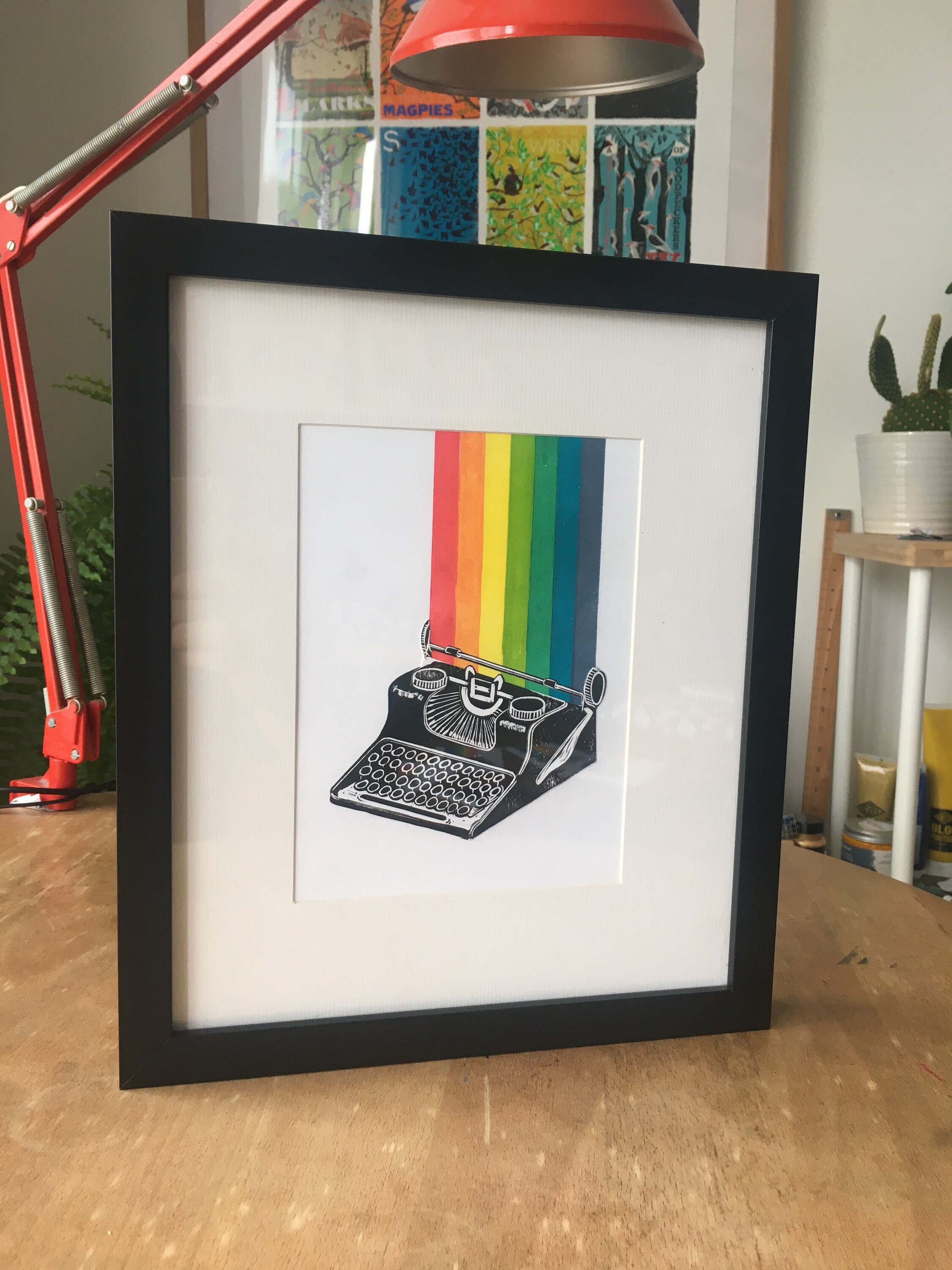 A5 Rainbow Typewriter Original Lino Print. Unframed - Etsy