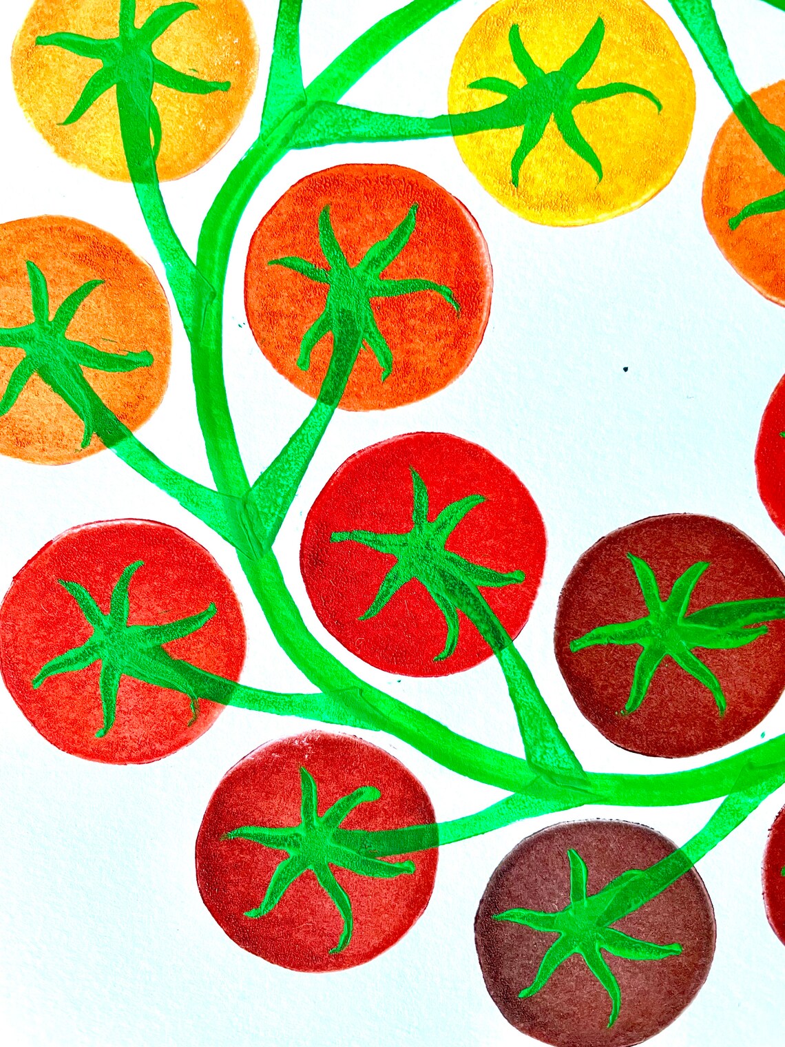 Heirloom Tomato Wreath. Original Linocut Print. Limited Edition of 6 - Etsy