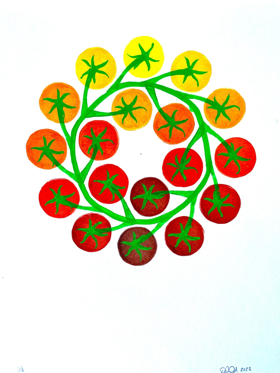 Heirloom Tomato Wreath. Original Linocut Print. Limited Edition of 6 - Etsy