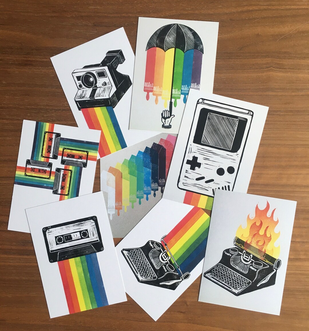1980's Rainbow Postcard Pack. Set of 8 Assorted Retro - Etsy