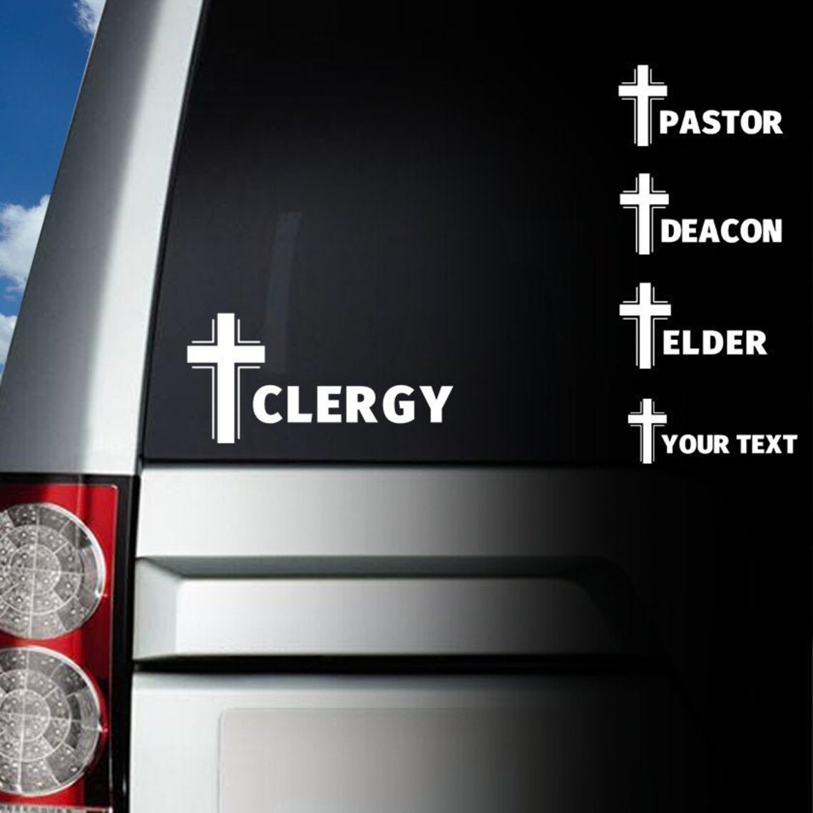 Clergy Car Decal: Custom Text, Pastor, Deacon, Elder, Chaplain - Etsy