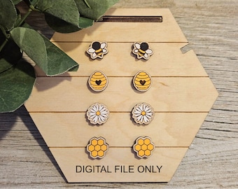 Bee Stud Earring Set Laser Cut SVG File Glowforge Ready Jewelry ...