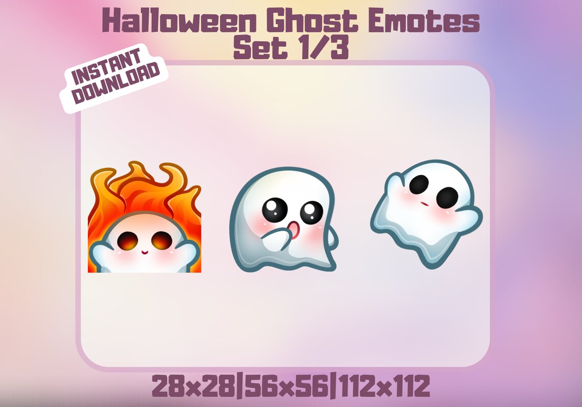 Cute Ghost Twitch Emote Set 3 Emotes Bundle 1/3 Cute Halloween Emotes ...