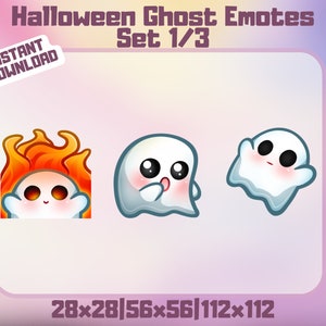 Cute Ghost Twitch Emote Set 3 Emotes Bundle 1/3 Cute Halloween Emotes ...