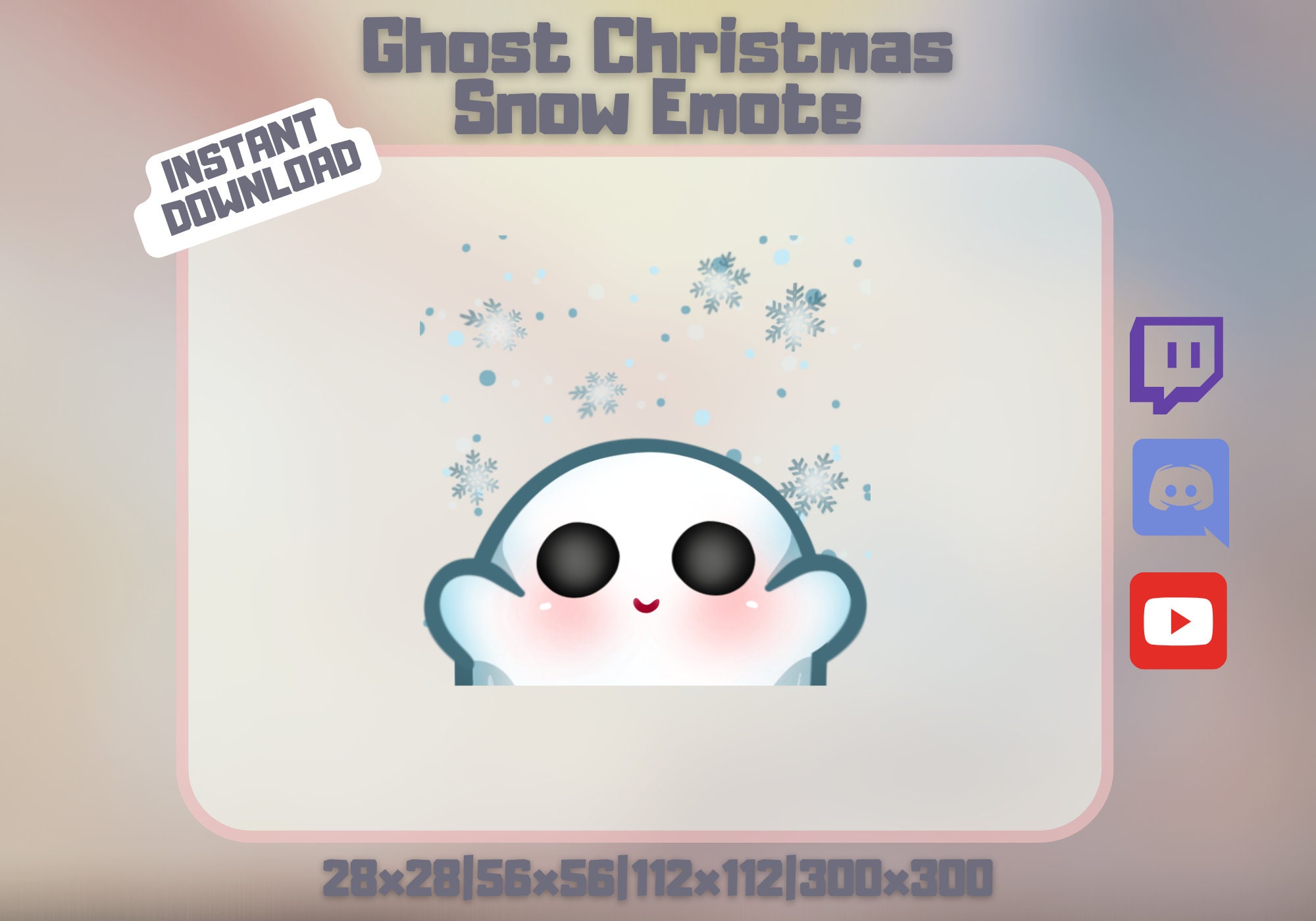 Ghost Christmas Emotes Twitch Kawaii | 1 Cute Chrsitmas Ghost Emote ...