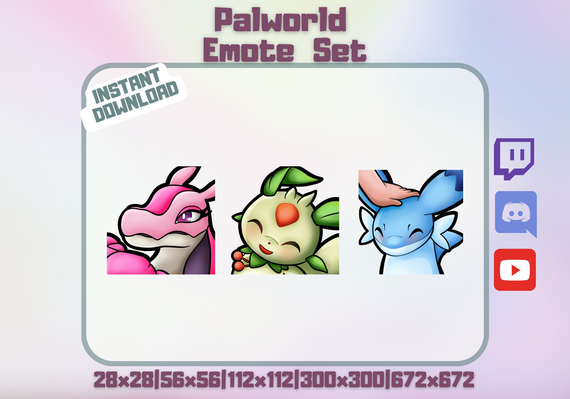 Palworld Twitch Emote Set - Chillet, Lifmunk, Lovander | Cute Palworld ...