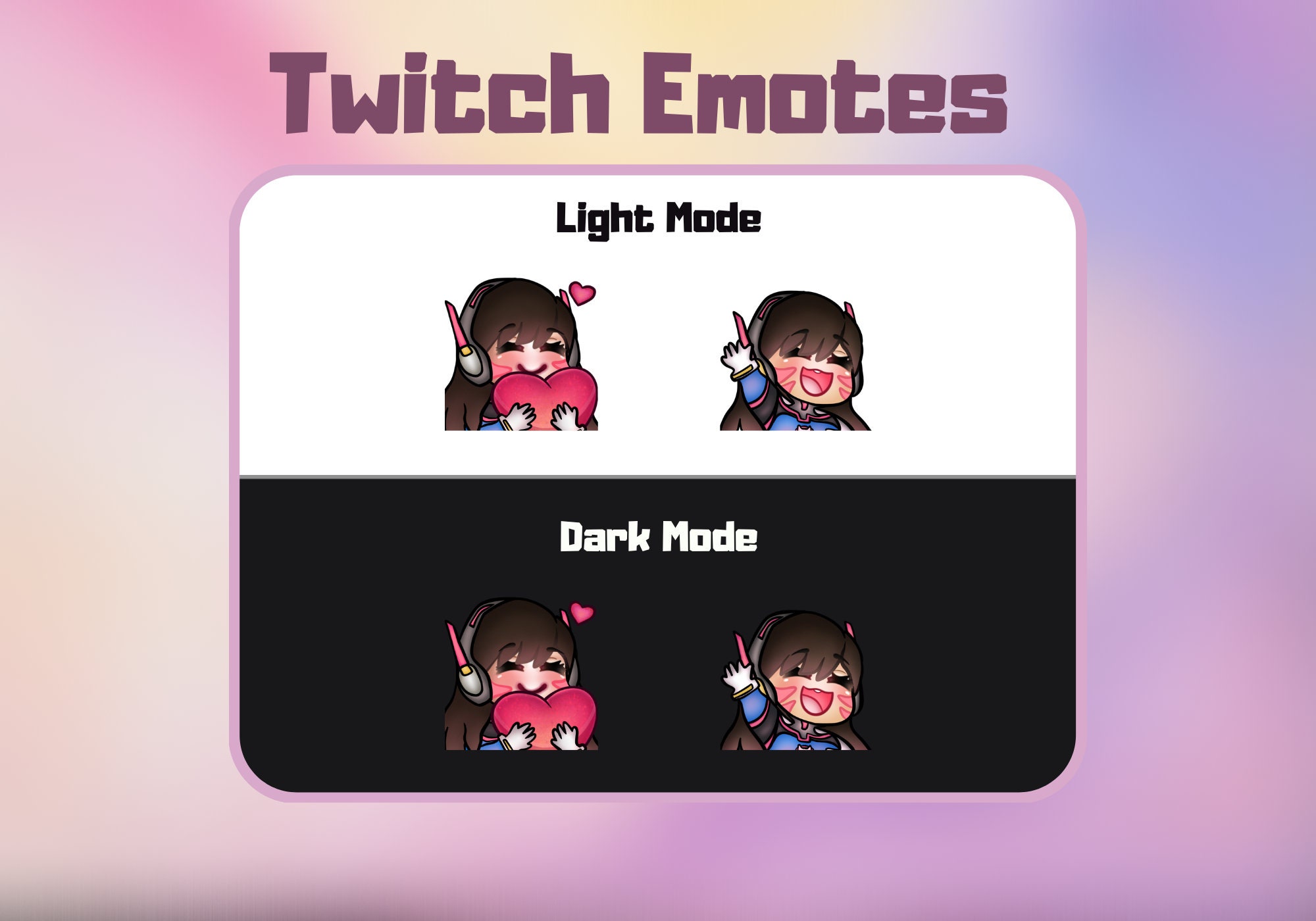 Twitch D.va Hi Emote - Cute Overwatch Chibi | Discord Emote | Streamer ...
