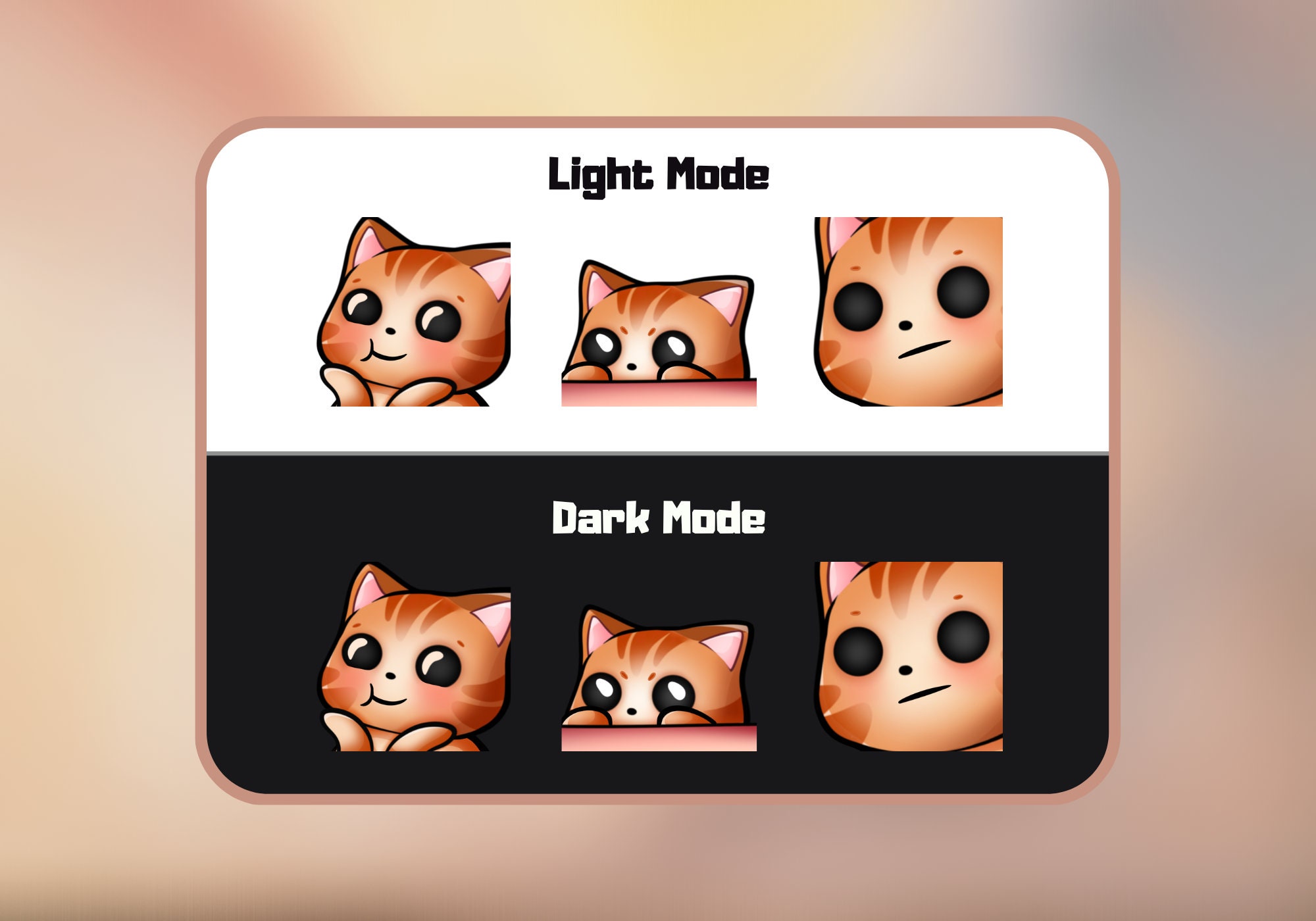 Orange Cat Emotes Kawaii 3 Cute Cat Emotes Smirk Amazed - Etsy