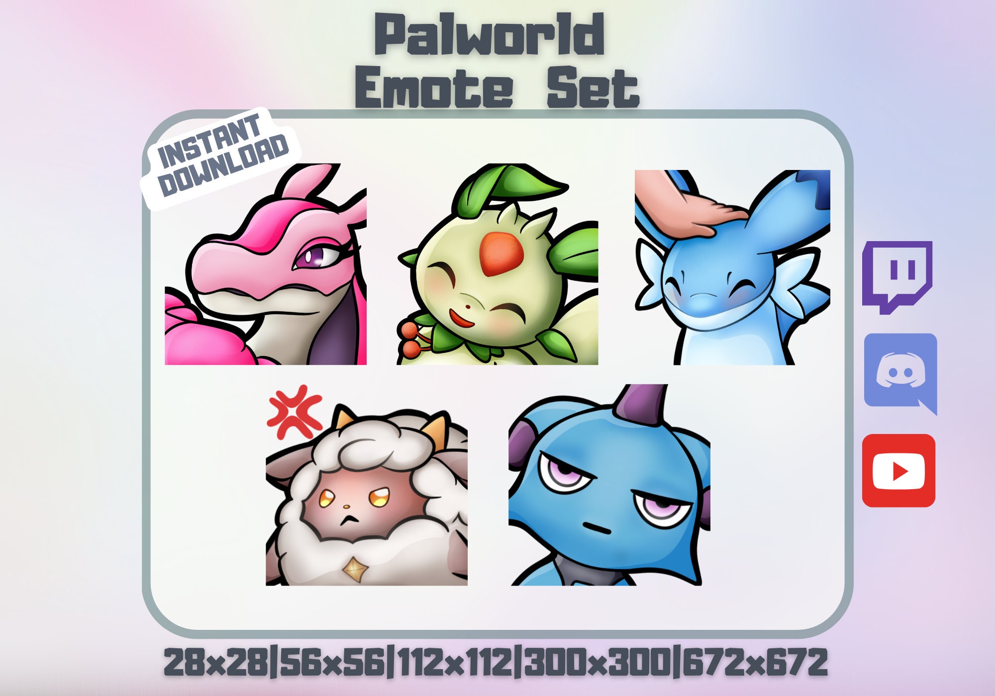 Palworld Twitch Emote Bundle Depresso, Lamball, Chillet, Lifmunk ...