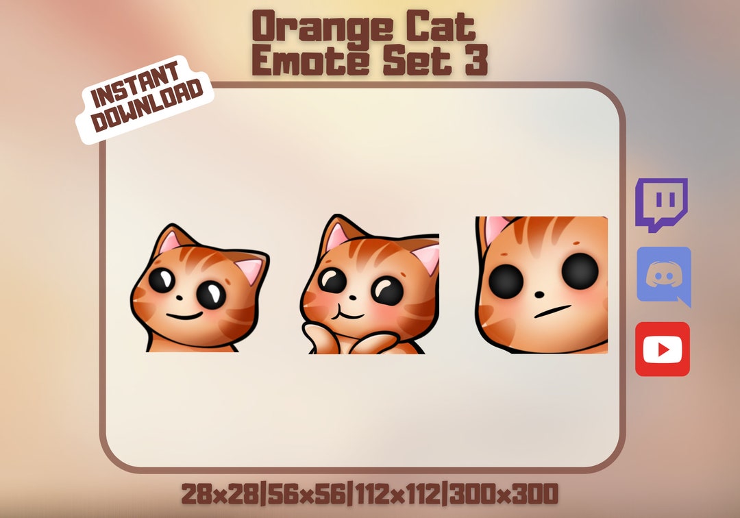 Orange Cat Emotes Kawaii | 3 Cute Cat Emotes | Smirk Amazed Oof Lost ...