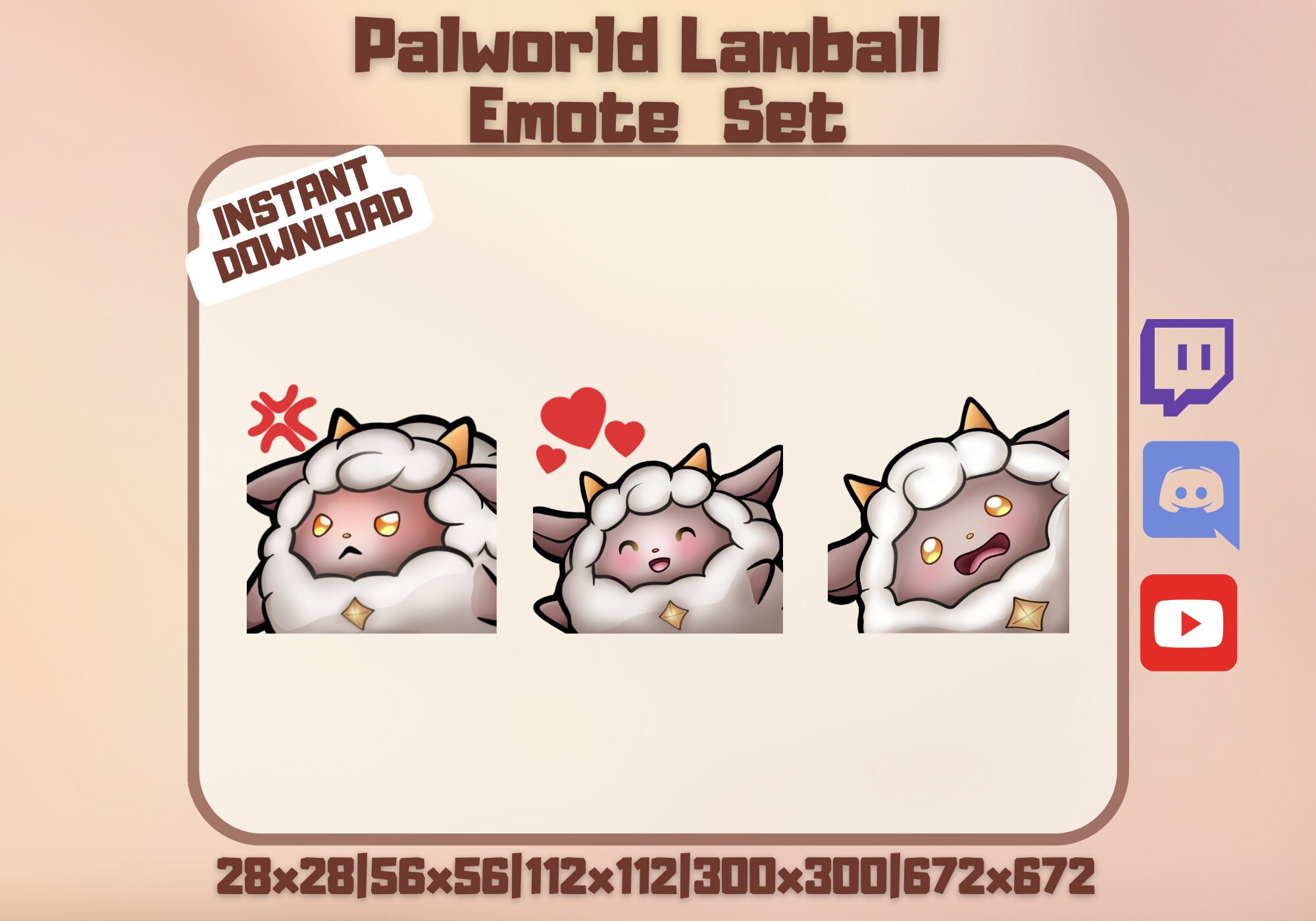 Lamball Palworld Twitch Emote Bundle - Cute Palworld Chibi Set ...