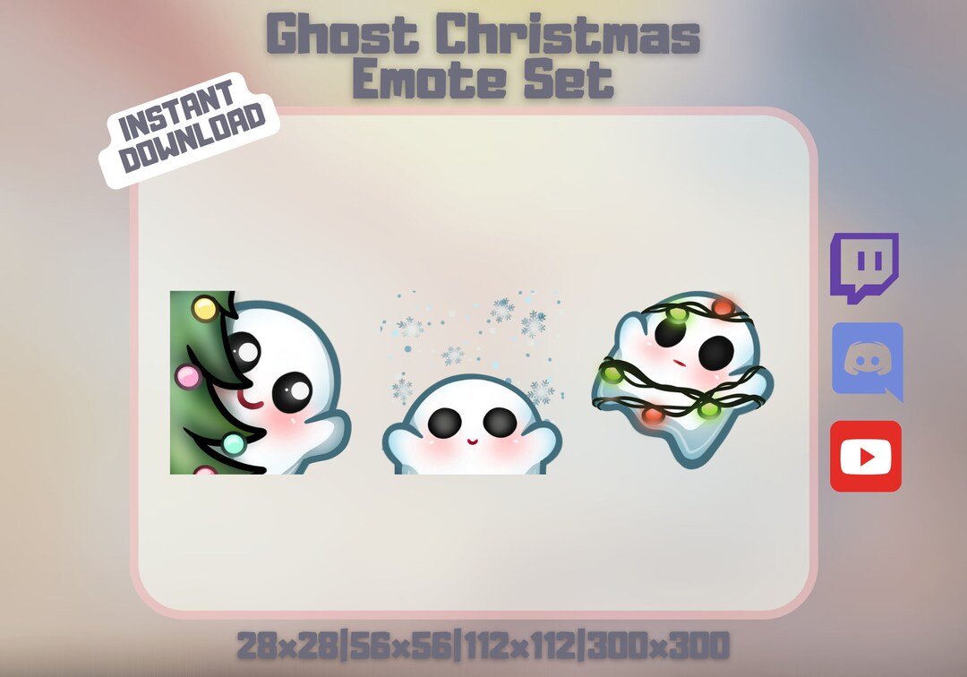 Ghost Christmas Emotes Twitch Kawaii | 3 Cute Chrsitmas Ghost Emotes ...