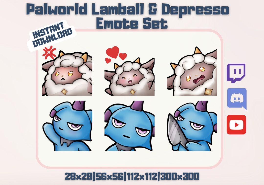 Lamball and Depresso Palworld Twitch Emote Bundle - Cute Palworld Chibi ...