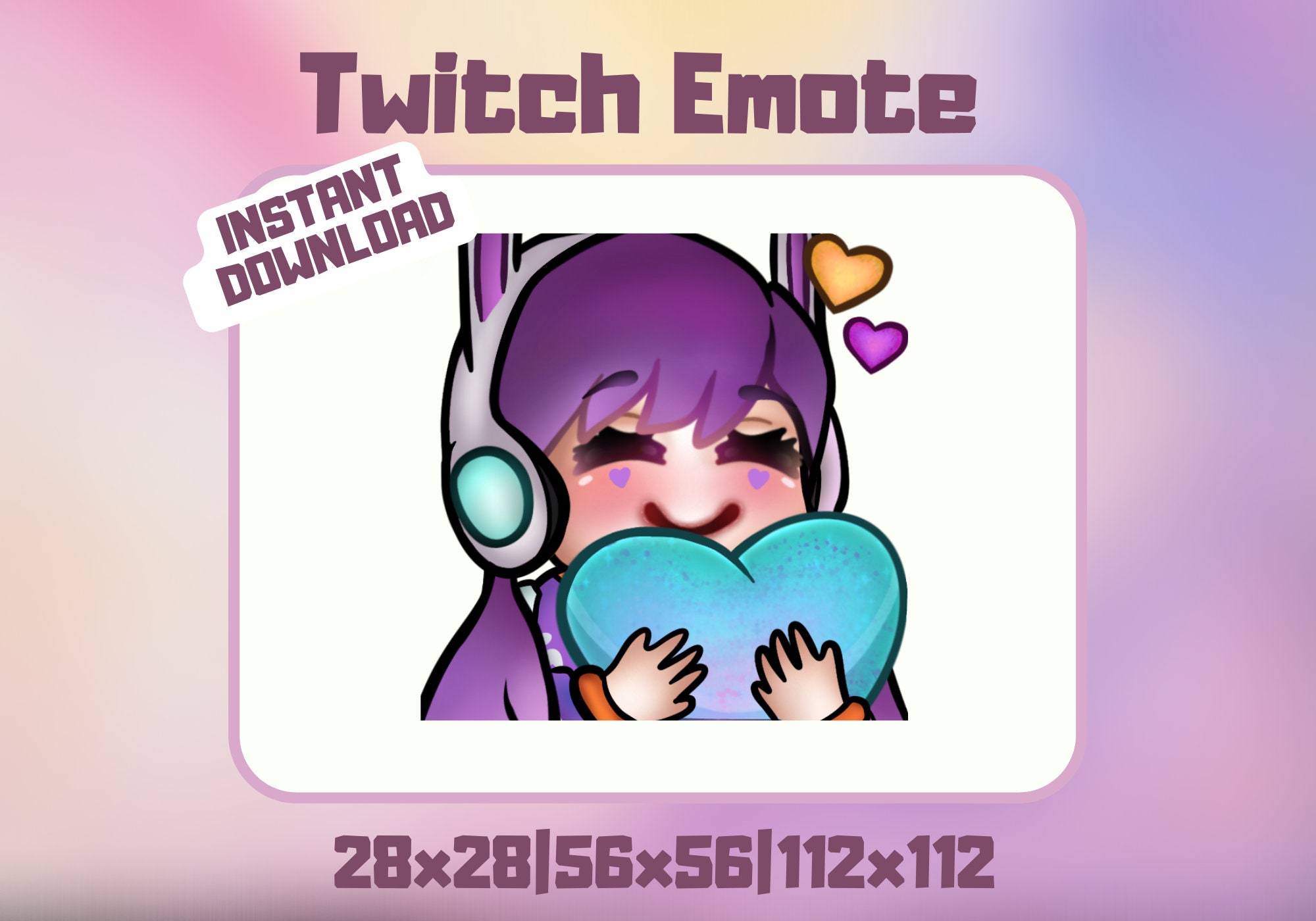 Twitch D.va EDM Love Emote Cute Overwatch Chibi Dva Heart Discord Emote ...