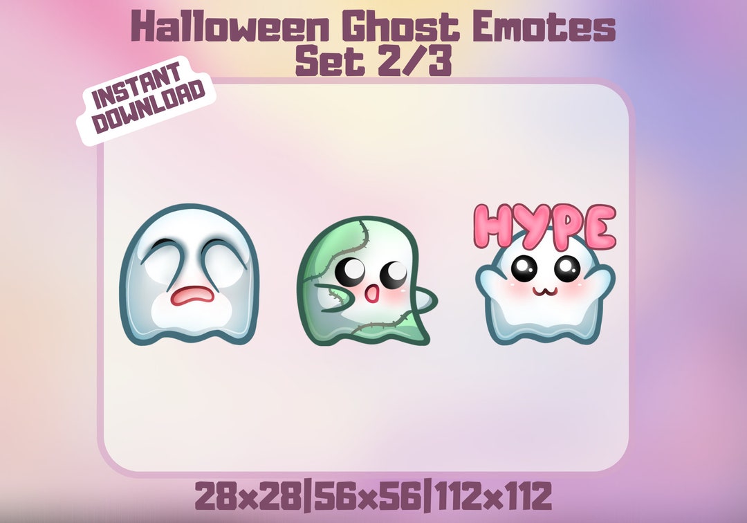Cute Ghost Twitch Emote Set| 3 Emotes - Bundle 2/3| Cute Halloween ...