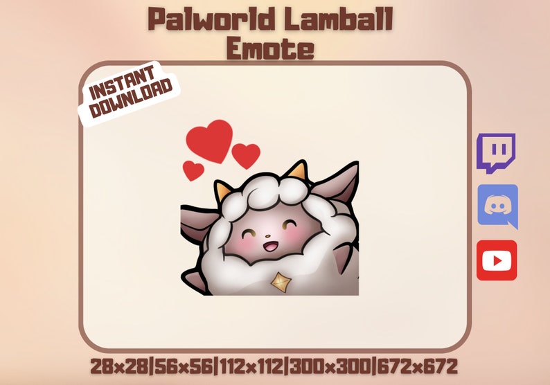 Lamball Love Palworld Twitch Emote Cute Palworld Chibi Discord Emotes ...