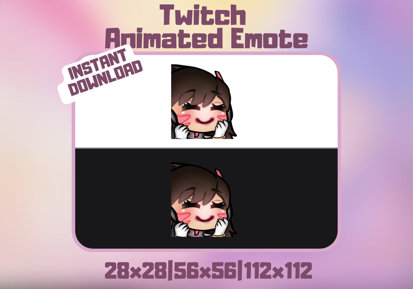 Twitch D.va Animated Cuddle Emote - Cute Overwatch 2 Chibi | Cozy ...