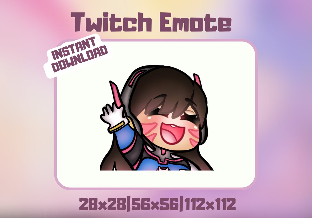 Twitch D.va Hi Emote - Cute Overwatch Chibi | Discord Emote | Streamer ...