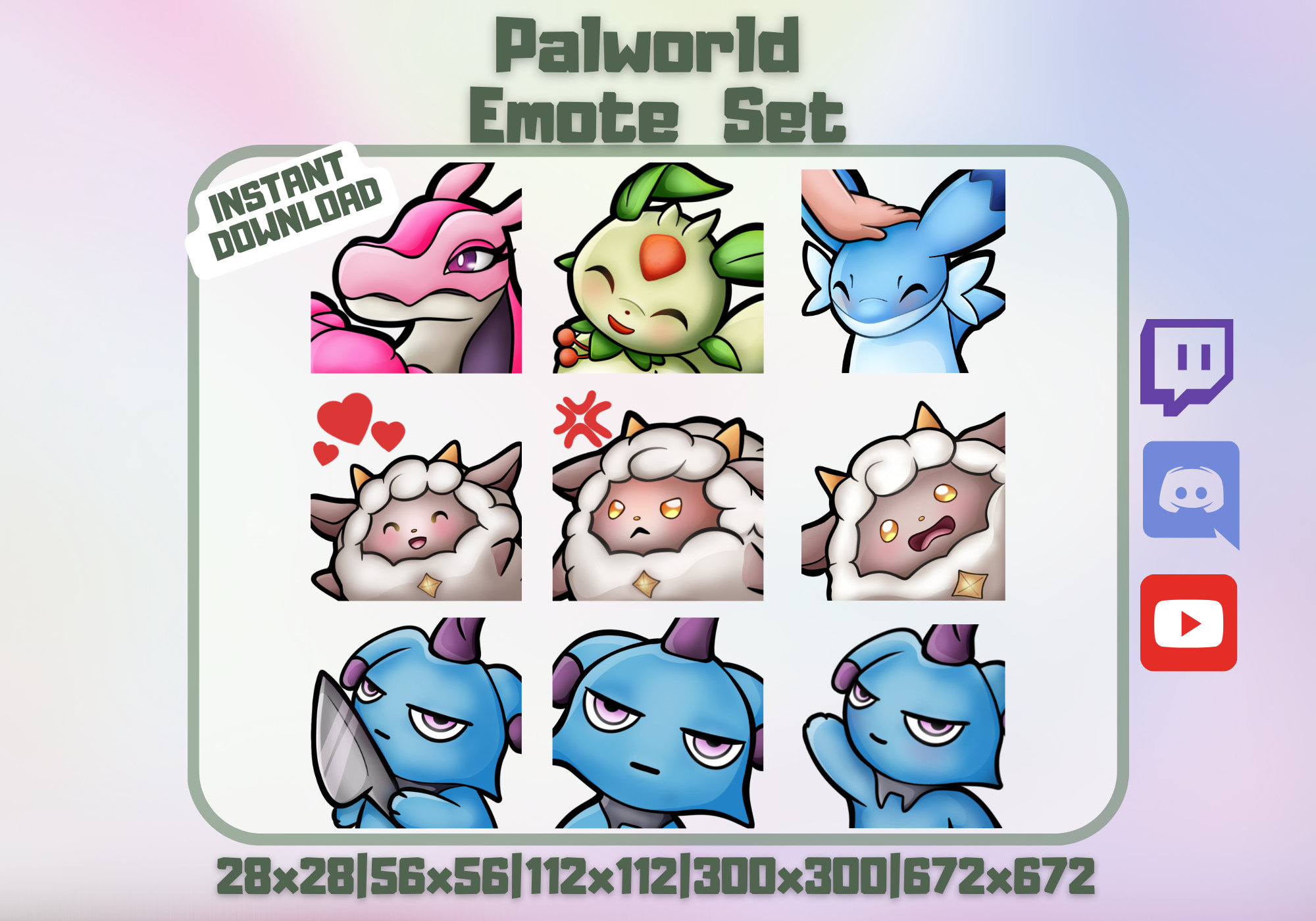 Palworld Twitch Emote Bundle Depresso, Lamball, Chillet, Lifmunk ...