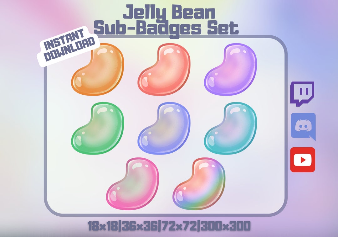 Twitch Jelly Bean Sub Badge - 8 Cute Kawaii Badges | Discord, Twitch ...