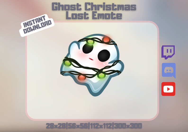 Ghost Christmas Emotes Twitch Kawaii | 1 Cute Chrsitmas Ghost Emote ...