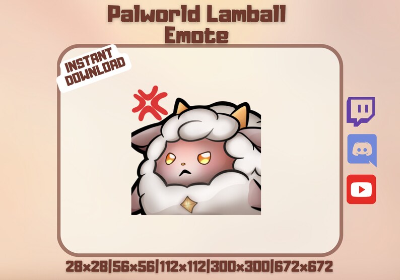 Lamball Angry Palworld Twitch Emote - Cute Palworld Chibi | Discord ...