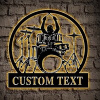 Custom Drummer Metal Sign, Drummer Wall Art LED Lights, Personalized ...
