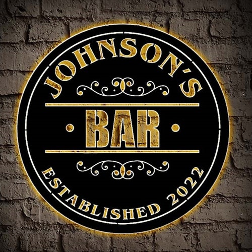 Personalized Bar LED Metal Art Sign / Light up Pub Metal Sign - Etsy