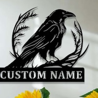 Raven Metal Wall Art,custom Raven Metal Sign,metal Crow Wall Art ...