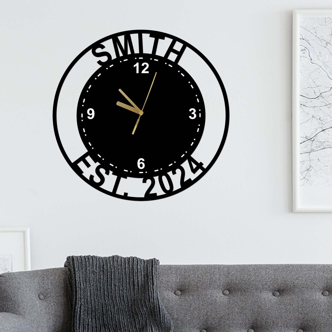 Custom Metal Family Name Wall Clock,personalized Last Name Wall Clock ...