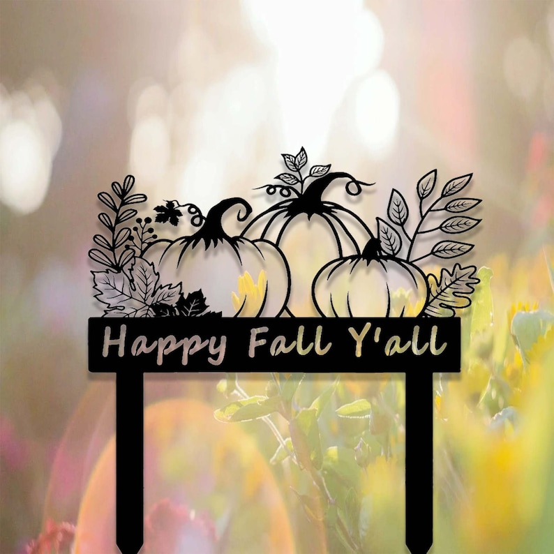 Personalized Fall Pumpkin Metal Garden Stake,pumpkin Garden Sign,custom ...