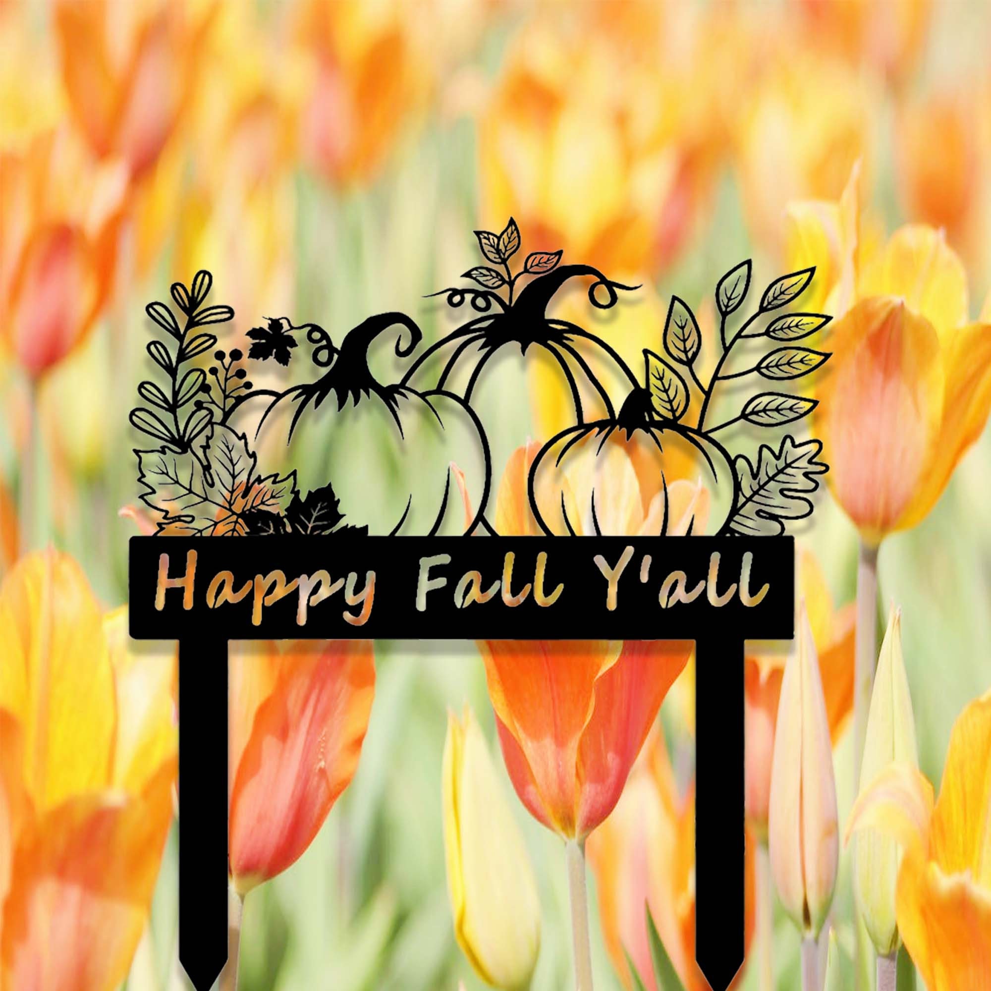 Personalized Fall Pumpkin Metal Garden Stake,pumpkin Garden Sign,custom ...