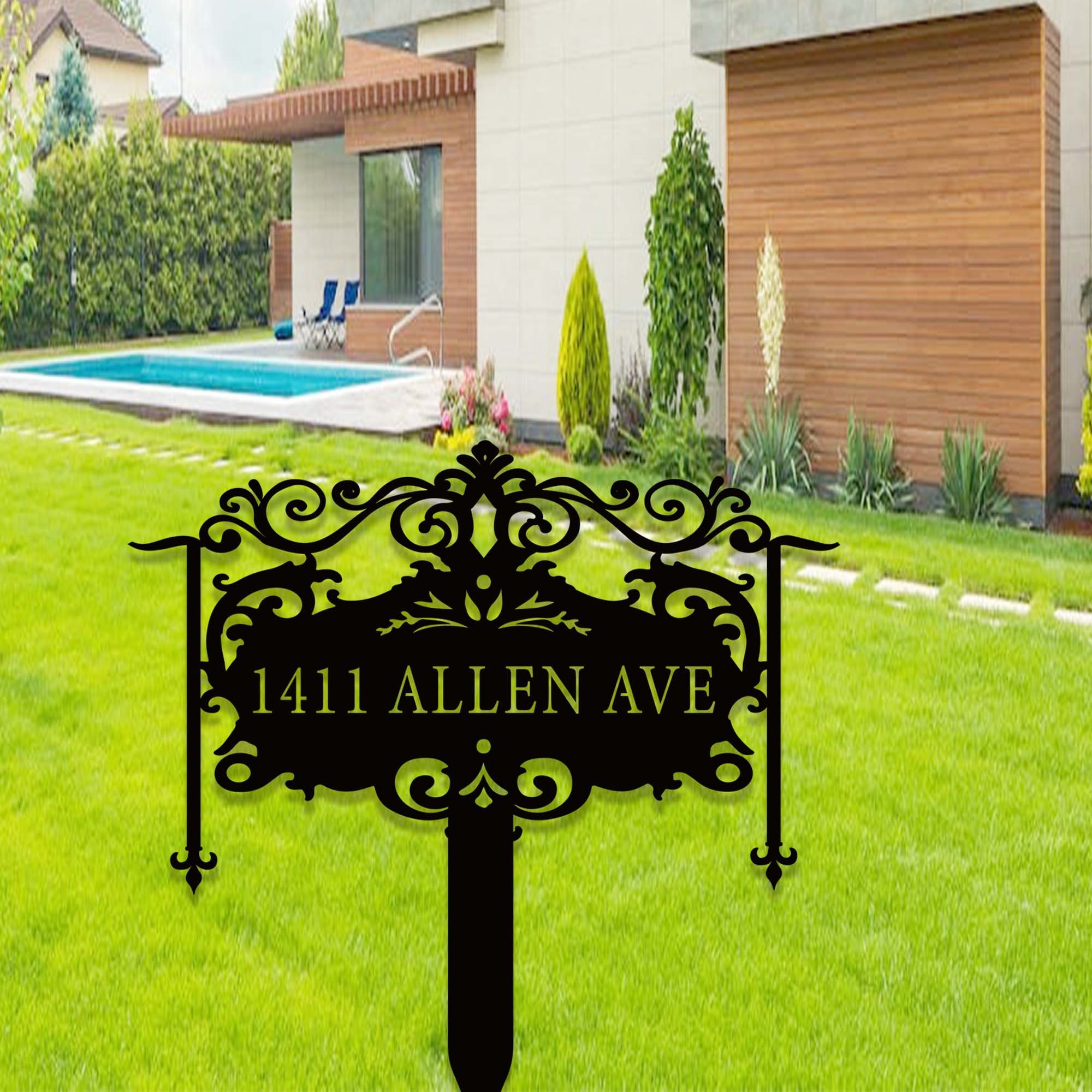 Custom Metal Address Yard Sign,address Garden Stake,personalized Lawn ...