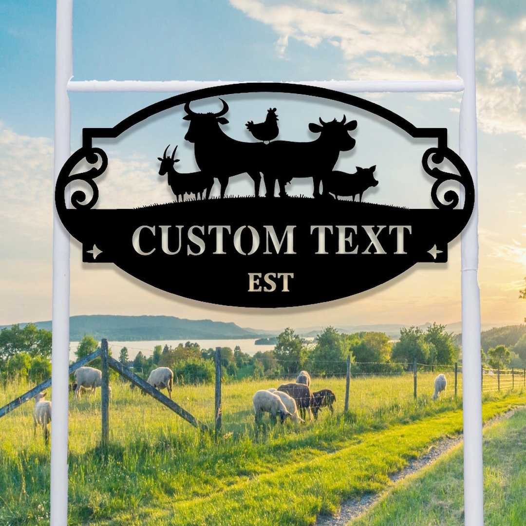 Custom Metal Farmhouse Decor,personalized Farm Sign,cow Chicken Goat ...