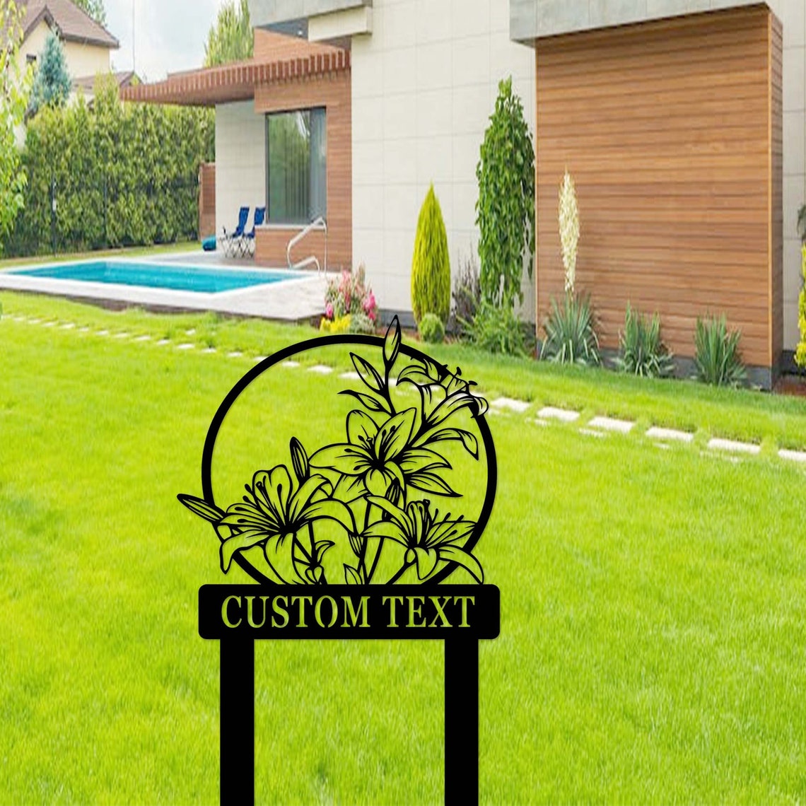 Custom Lilies Flowers Garden Sign With Stake,metal Garden Sign ...