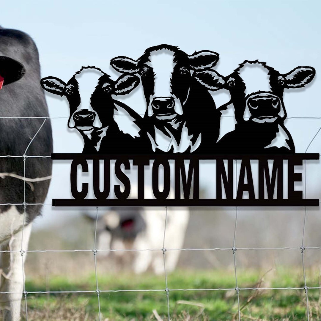 Cow Metal Sign Personalized,cow Cattle Metal Wall Art,custom Cow Farm ...