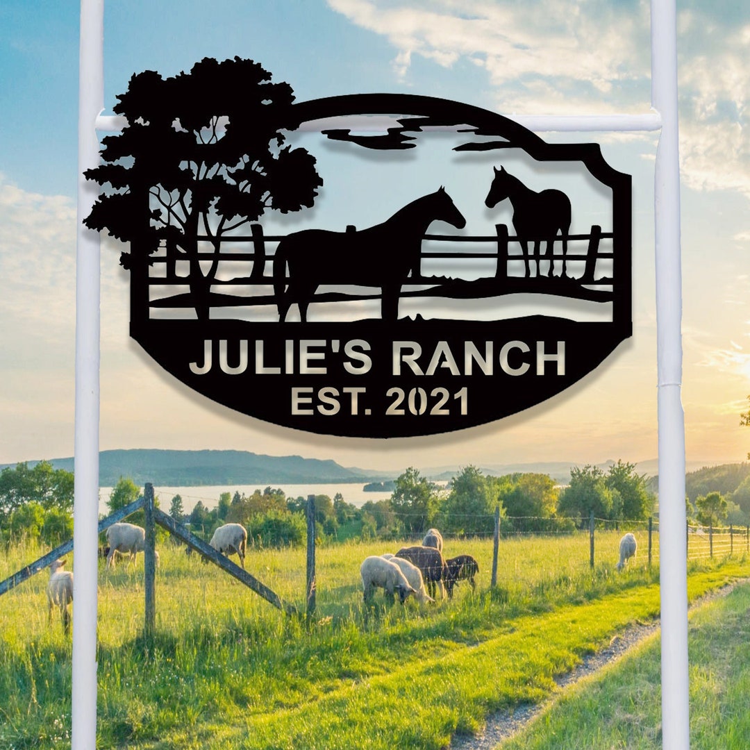 Custom Horses Metal Sign,horse Ranch Sign,personalized Horse Farm Name ...