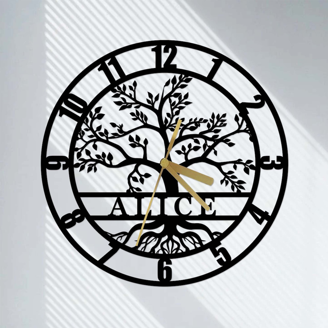 Custom Metal Tree of Life Wall Clock,personalized Family Last Name Wall ...