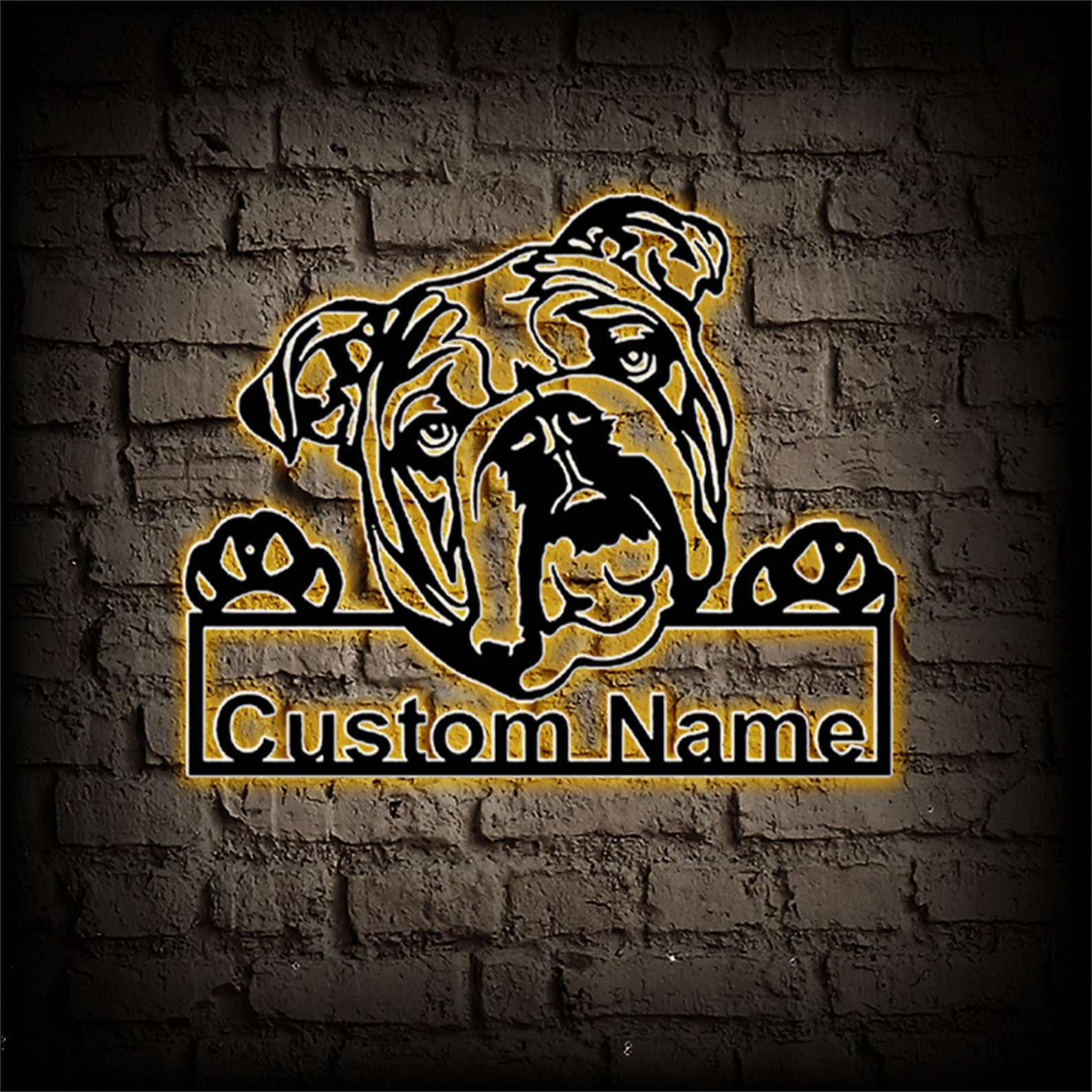 Custom English Bulldog Metal Sign With LED Lightbulldog - Etsy