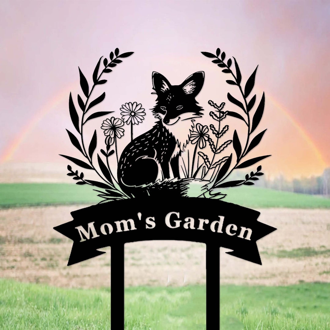 Custom Fox Garden Sign,fox Metal Garden Stake,personalized Gardener ...