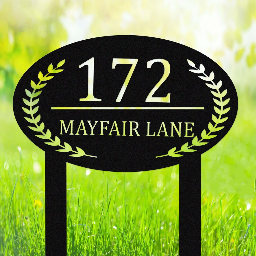 Custom Lawn Address Sign With Stake,metal House Numbers for Yard ...