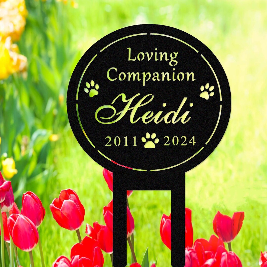 Custom Metal Pet Memorial Stake With Paw Prints,pet Grave Marker ...