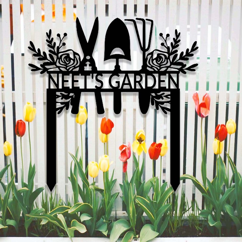 Custom Rose Garden Signmetal Garden Stakepersonalized Garden - Etsy