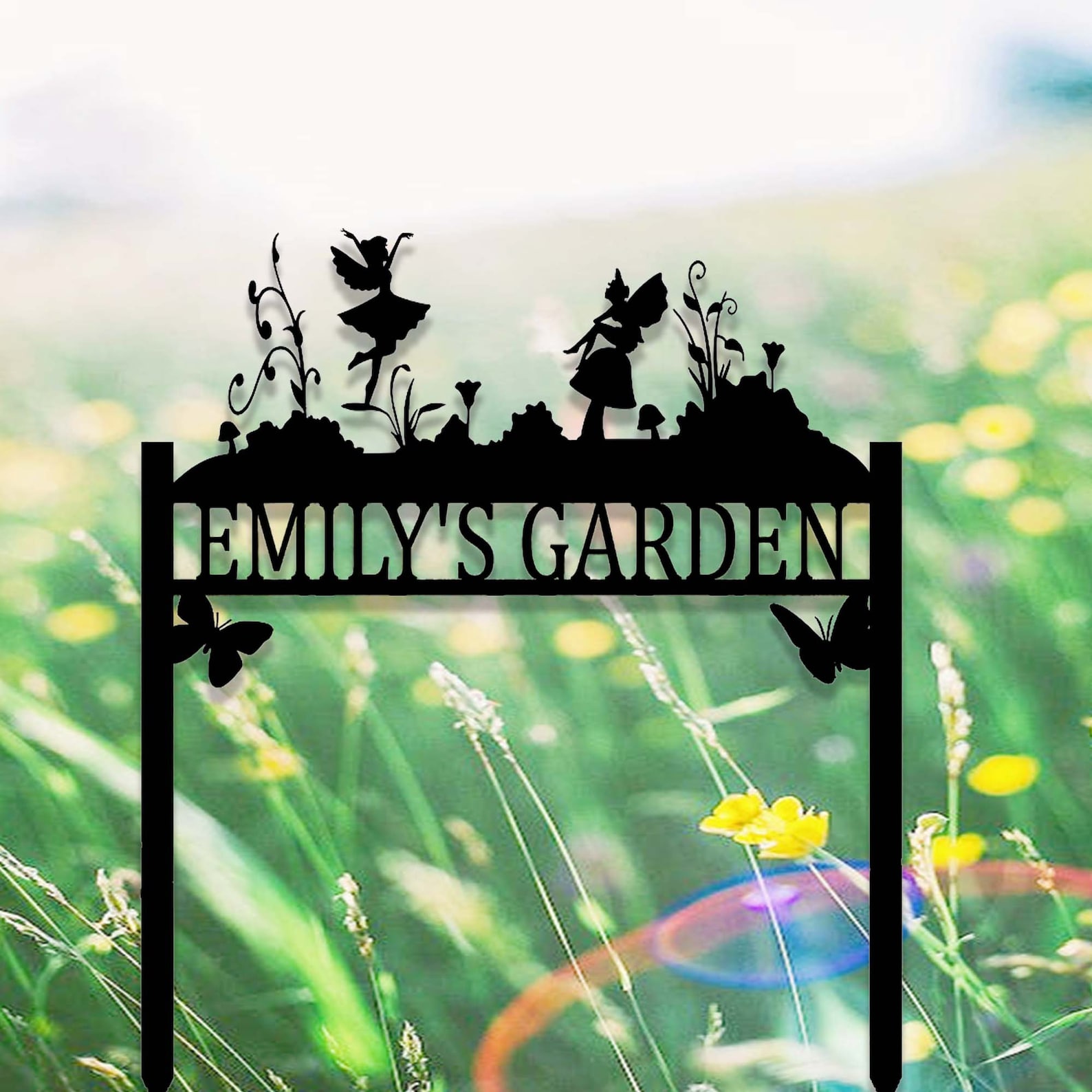 Custom Fairy Garden Sign,metal Fairy Garden Stake,personalized Garden ...