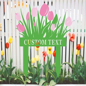 Custom Tulips Garden Sign With Stake,metal Tulip Garden Sign ...