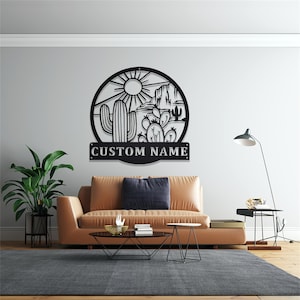 Custom Cactus Metal Sign,cactus Metal Wall Art,metal Cactus Wall Decor ...