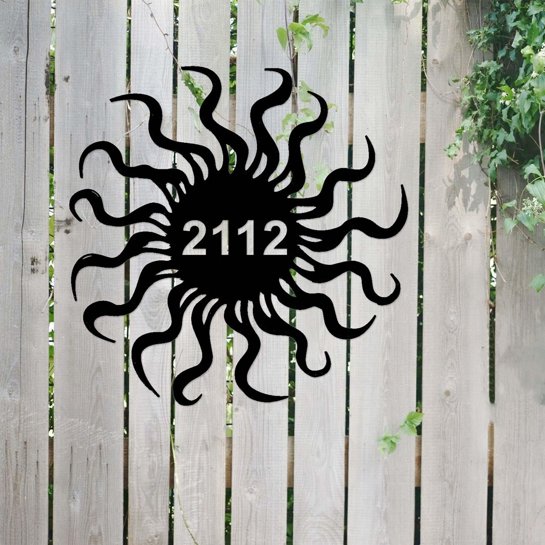 Custom Metal Wacky Sun Sign,wacky Sun House Number Sign,personalized ...