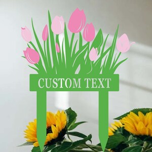 Custom Tulips Garden Sign With Stake,metal Tulip Garden Sign ...