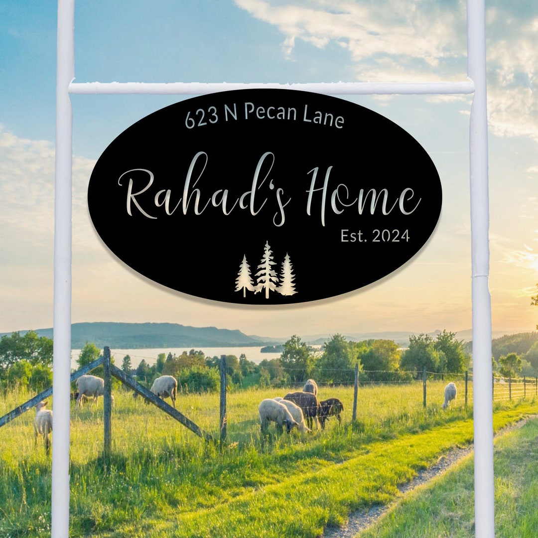 Custom Evergreen Address Sign,metal House Number Sign,personalized ...