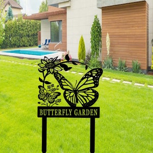 Custom Butterfly Garden Sign,butterfly Metal Garden Stake,personalized ...